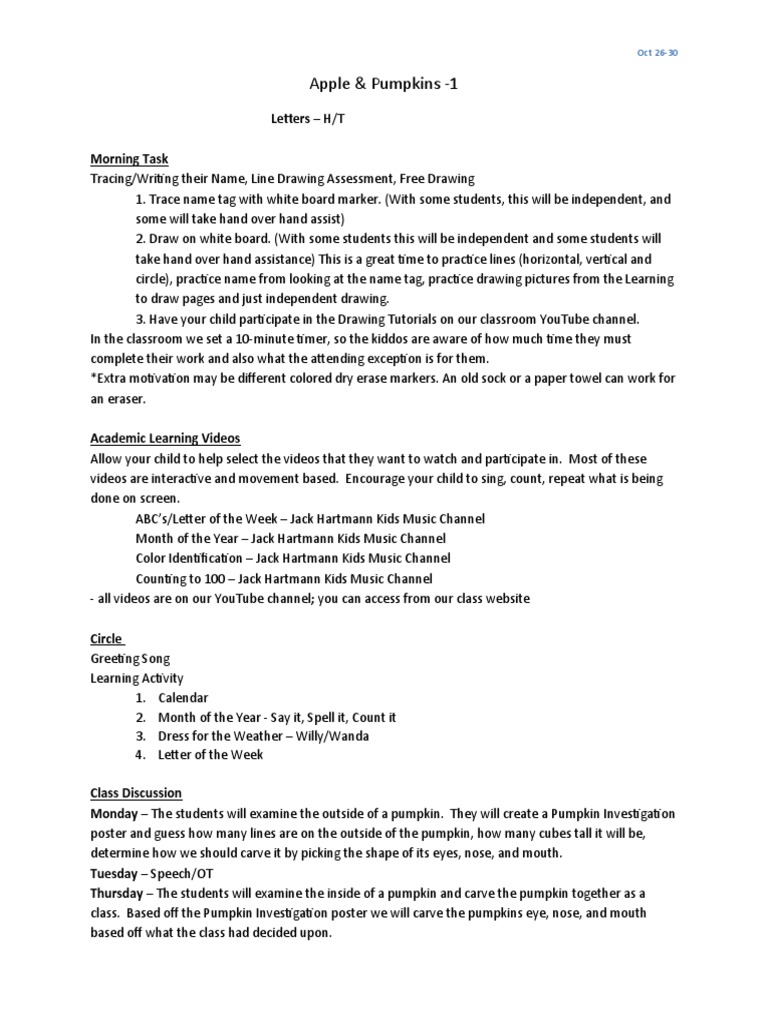 Weekly Activities: Apple & Pumpkin Fun | PDF | Shape