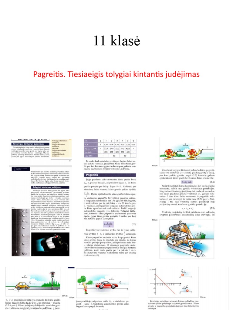 11 Klasė A (Pagreitis. Tiesiaeigis Tolygiai Kintantis Judėjimas) | PDF