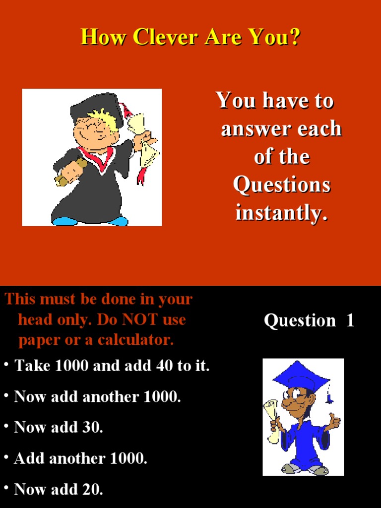 How Clever Are You? You Have To Answer Each of The Questions Instantly ...