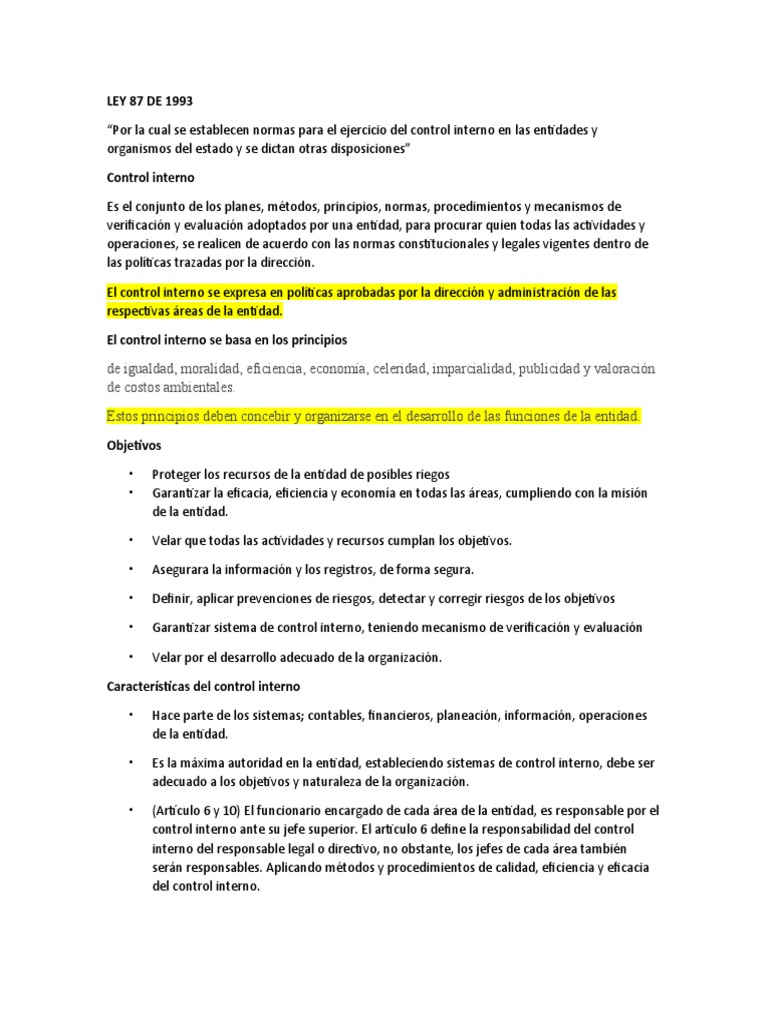 Ley 87 de 1993 | PDF | Planificación | Gobierno