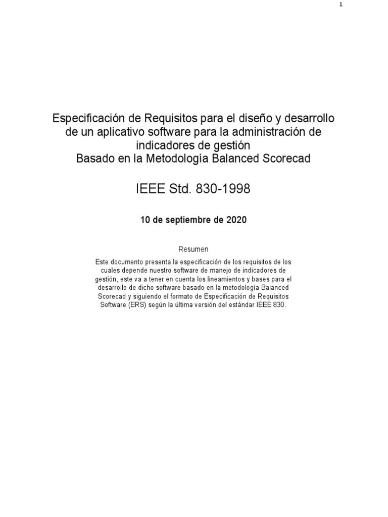 Ieee 830 | PDF | Usuario (informática) | Software