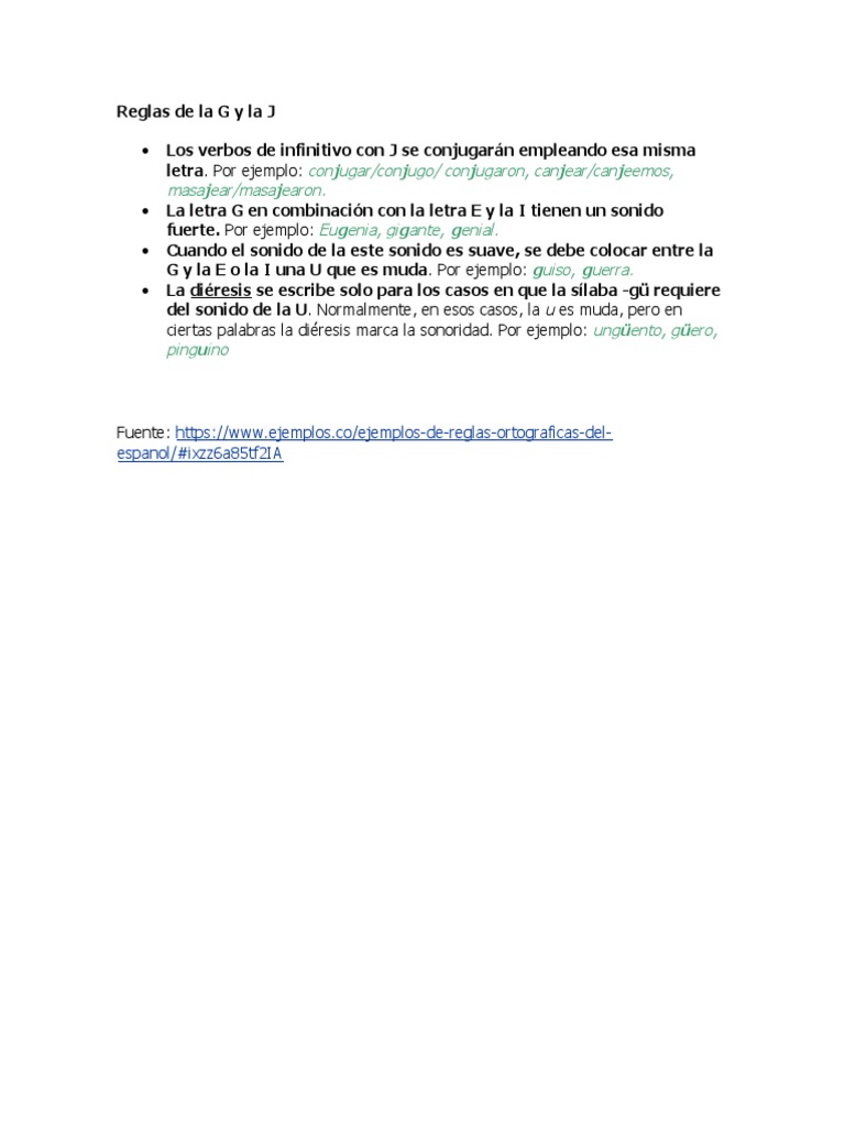 Ortografía de La G y La J | PDF