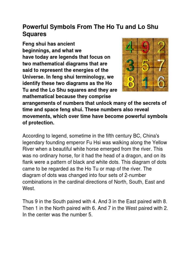 Powerful Symbols From The Ho Tu and Lo Shu Squares | PDF | Feng Shui ...