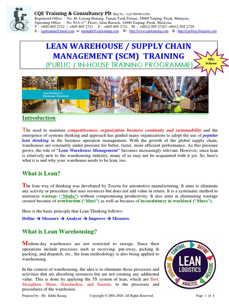 Lean Warehouse / Supply Chain Management (SCM) Training: (Public / In-House Training Programme ...
