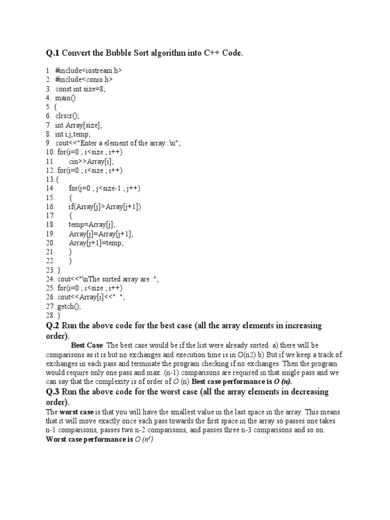 C++ Bubble Sort Algorithm Explained | PDF | Computer Engineering ...
