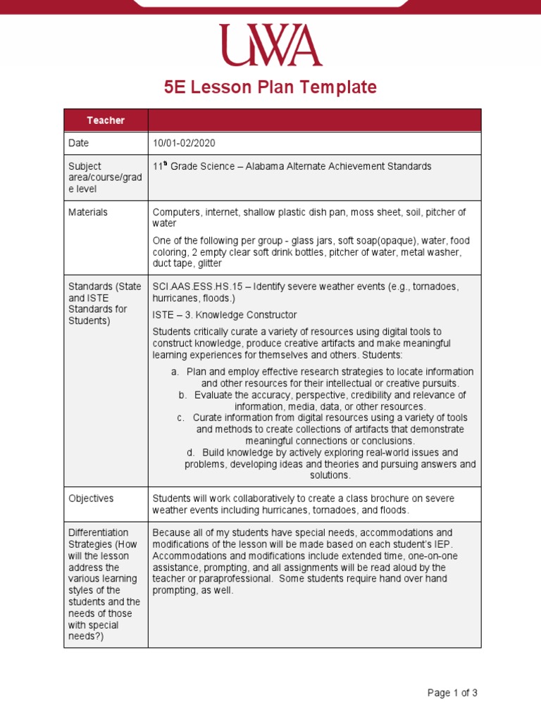 Ed508-5e-Lesson-Plan-Severe Weather Events | PDF | Severe Weather ...