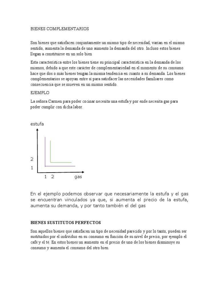 Ejemplo Bienes Complementarios y Bienes Sustitutos | PDF
