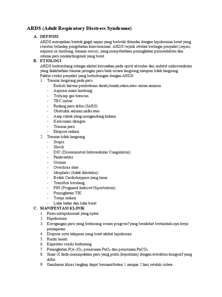 Askep Teoritis Ards | PDF