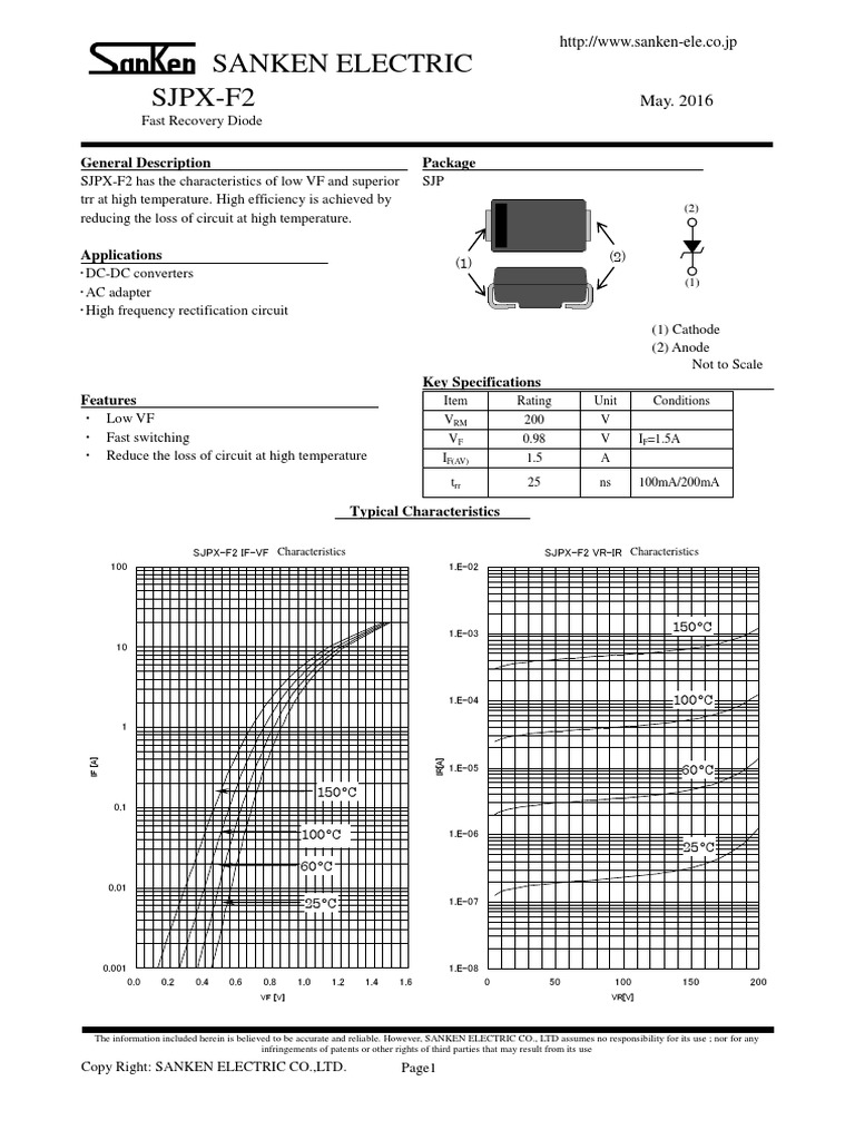 Sjpx-F2 Sanken Electric: General Description Package | PDF | Diode ...