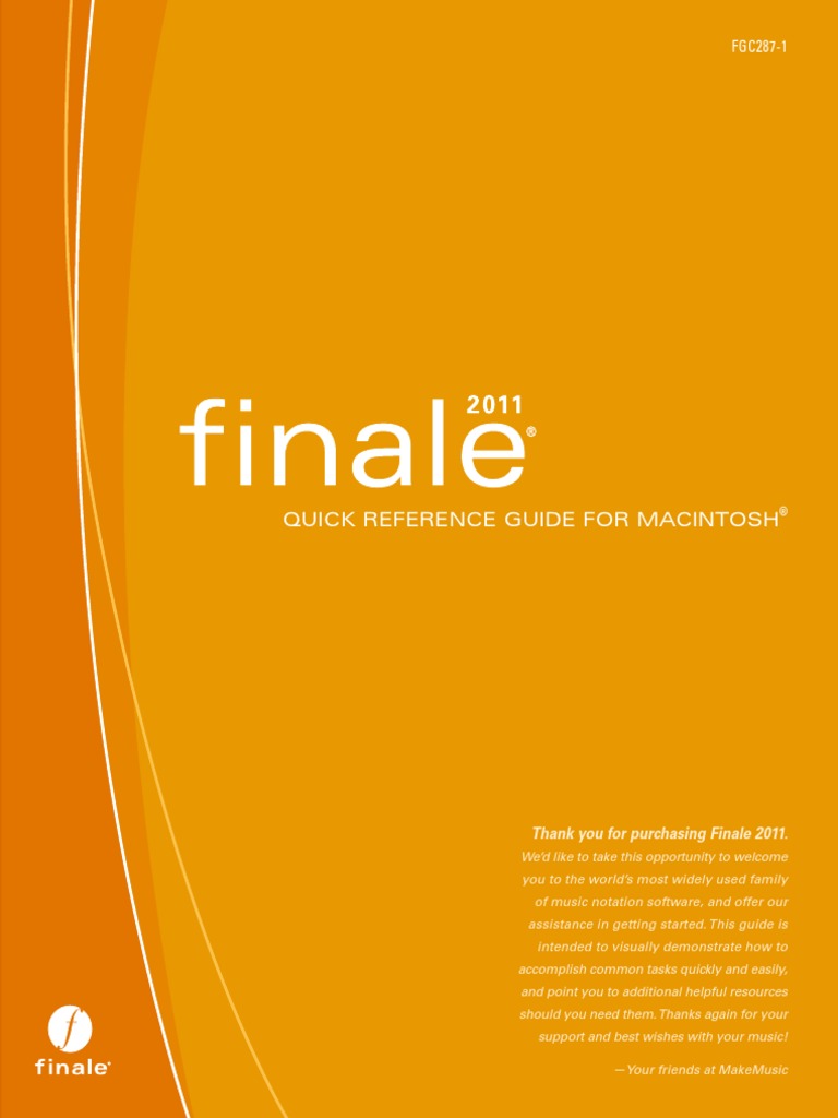 Quick Reference Guide For Macintosh: Thank You For Purchasing Finale 2011 | PDF | Computer ...