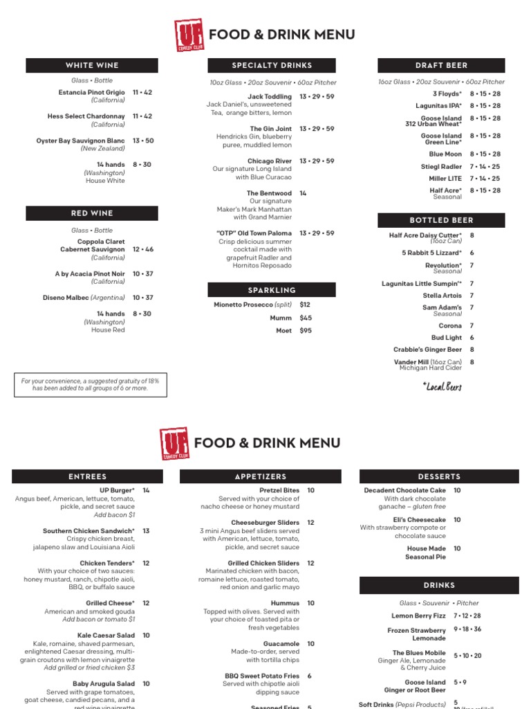Food & Drink Menu: Draft Beer Specialty Drinks White Wine | PDF ...