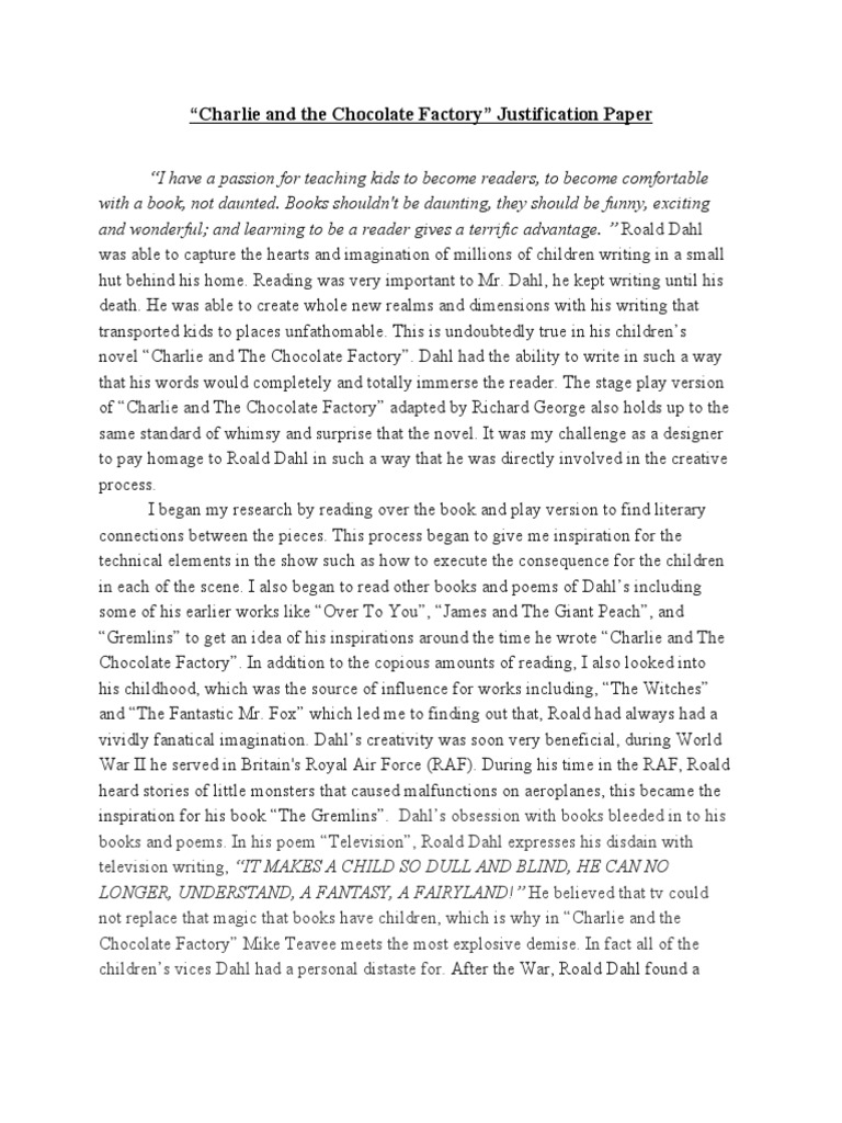Justification for "Charlie" Set Design | PDF | Books | Poetry