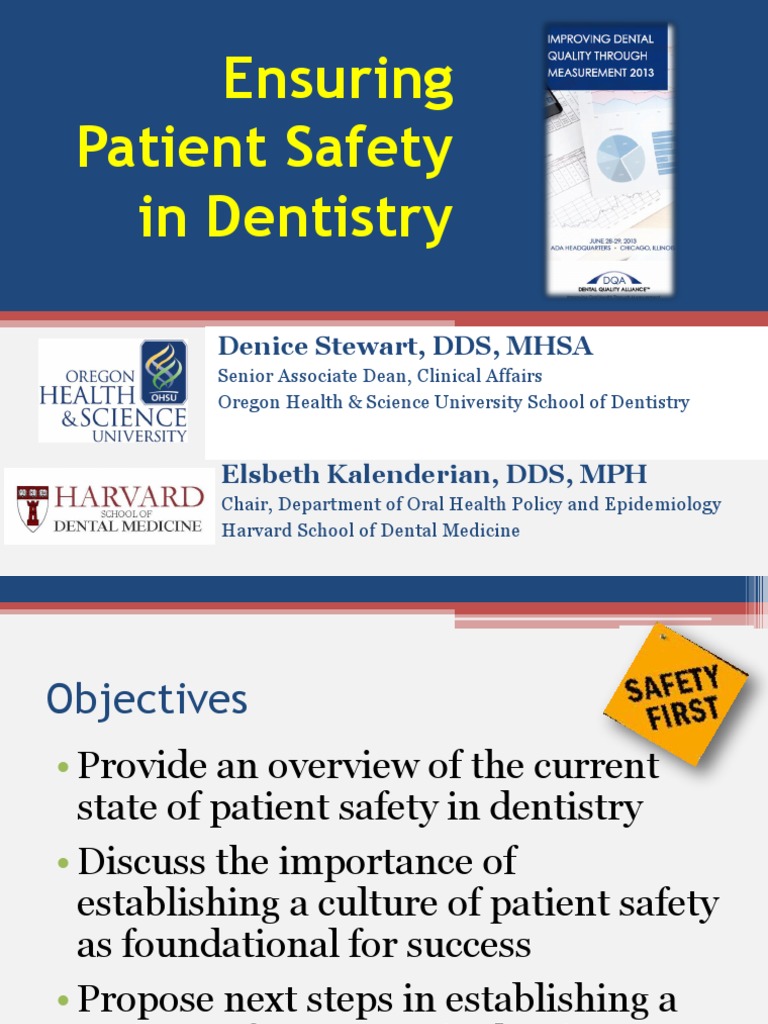 Ensuring Patient Safety in Dentistry: Denice Stewart, DDS, MHSA | PDF ...