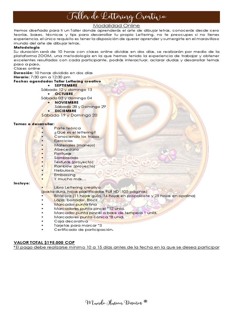 2.Mod. Online- virtual-Talleres Mundo Ilusiòn Diseños | PDF | Dibujo ...