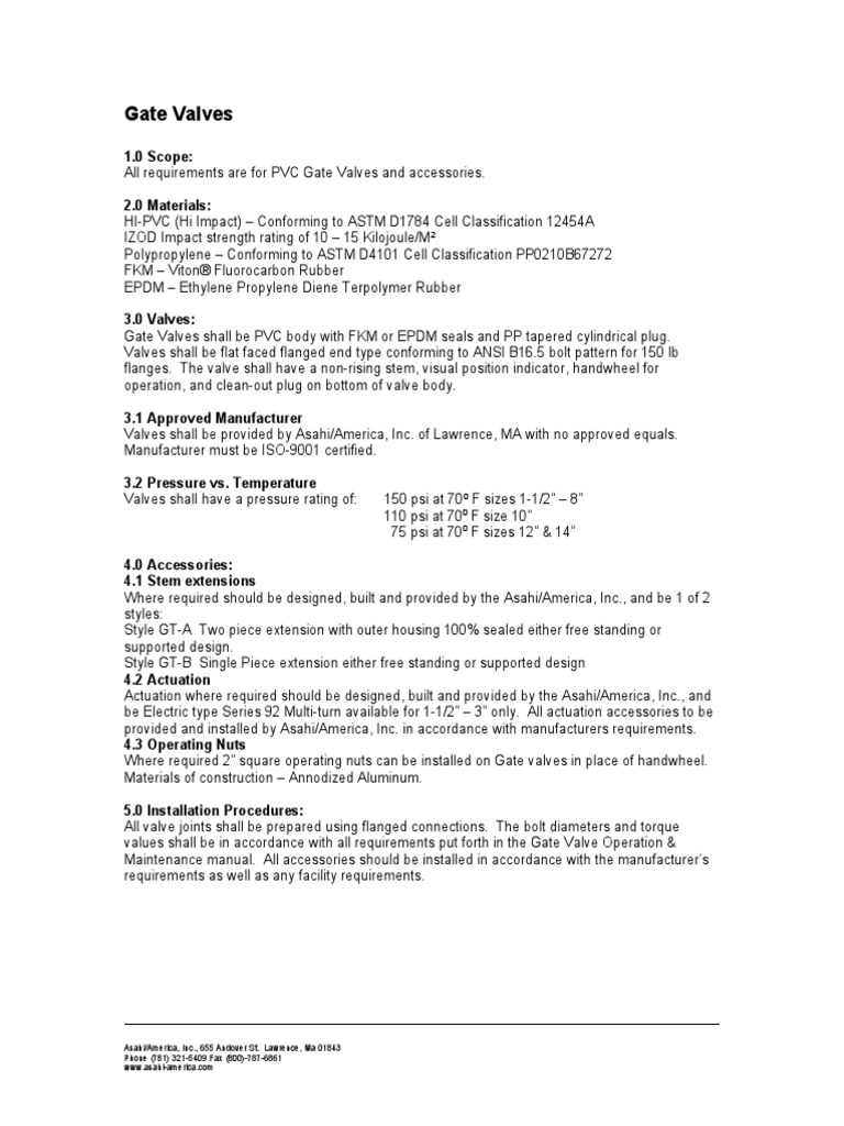 Gate Valve Specification | PDF