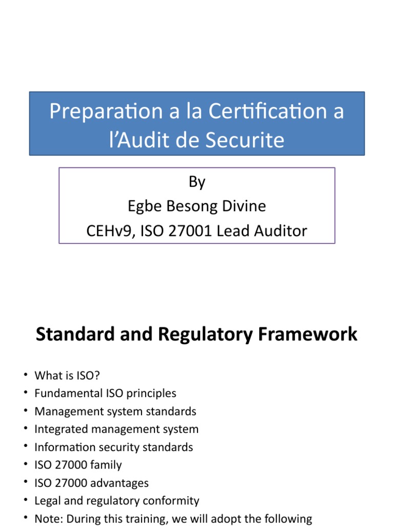 Preparation A La Certification A L'audit de Securite | PDF ...