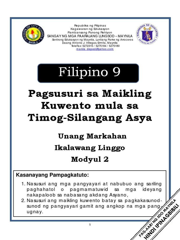 FILIPINO-9 Q1 Mod2 PDF | PDF