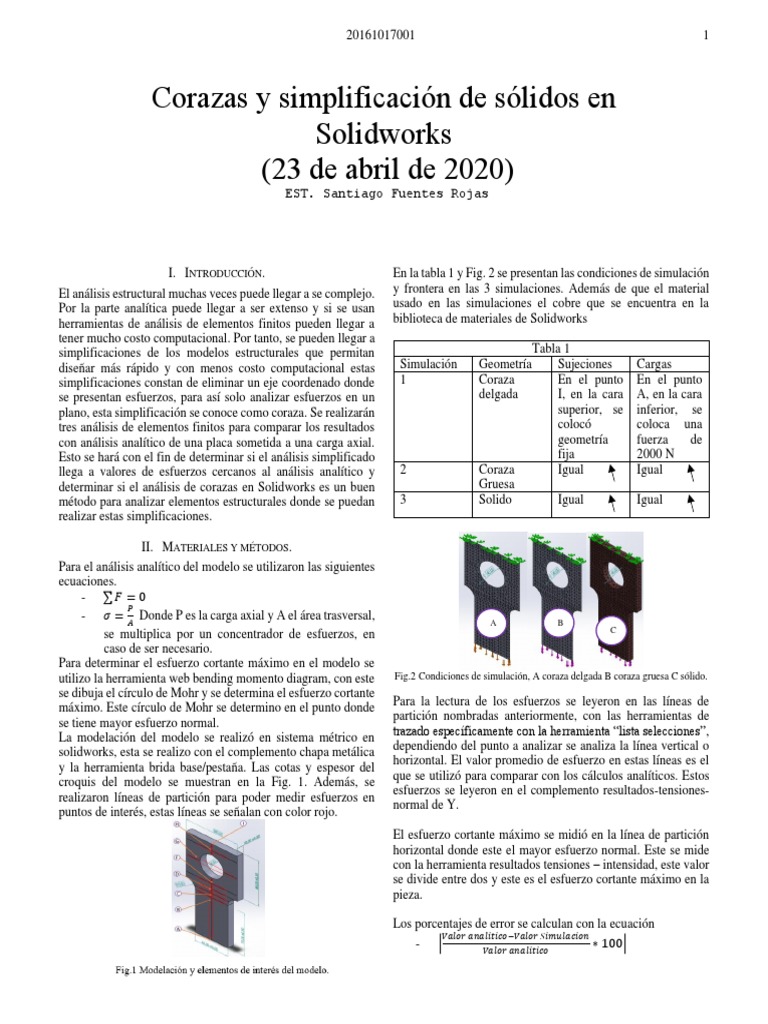Corazas y simplificación de sólidos en Solidworks | PDF | Esfuerzo ...