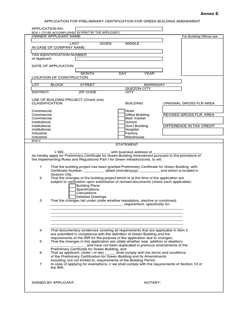 Annex E: Box 1 (To Be Accomplished in Print by The Applicant) | PDF ...