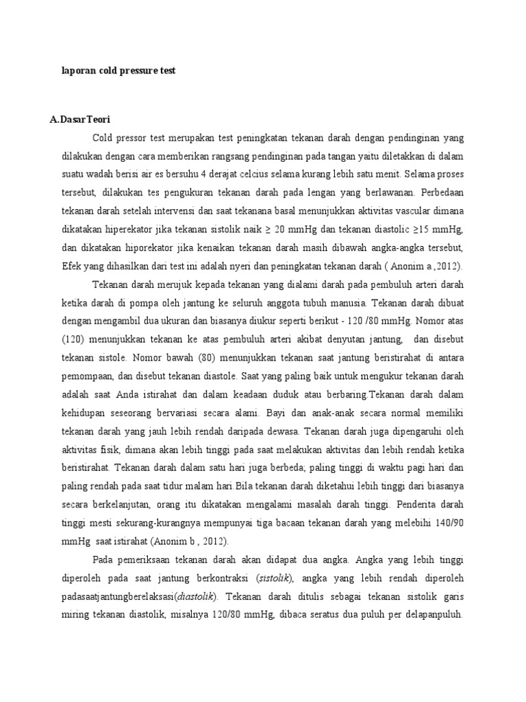 Cold Pressor Test | PDF