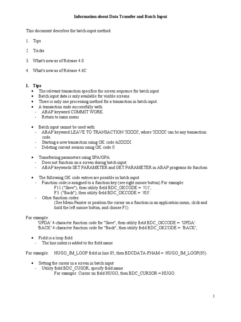 SAP Batch Input Method Overview | PDF | Database Transaction | Menu ...