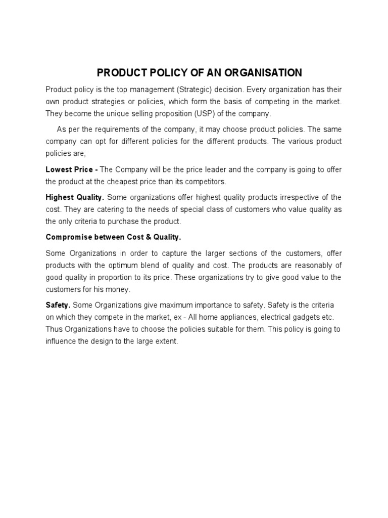 Types of Product Policies Explained | PDF | Business