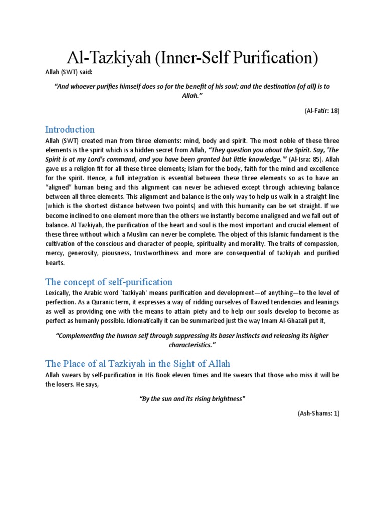 Self Purification (Tazkiyah e Nafs) | PDF | Abrahamic Religions ...