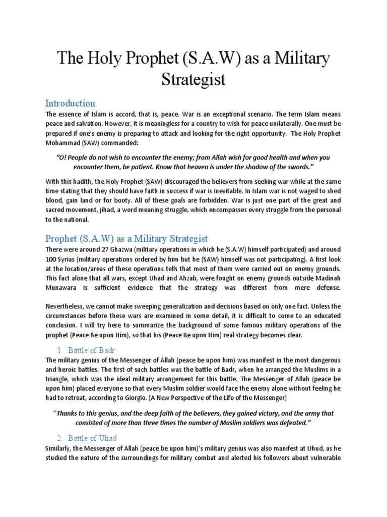 The Holy Prophet (SAW) As A Military Statigist | PDF | Muhammad ...
