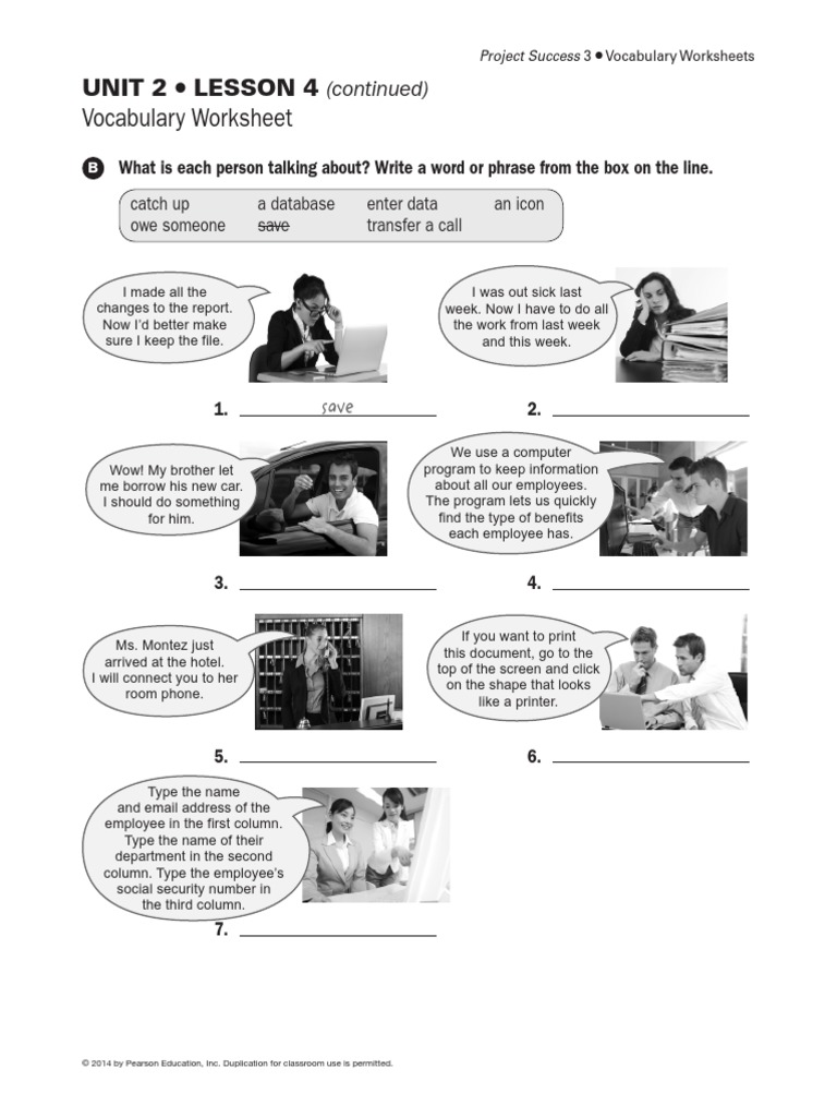 Vocabulary Worksheet: Unit 2 Lesson 4 | PDF | Computing | Information ...