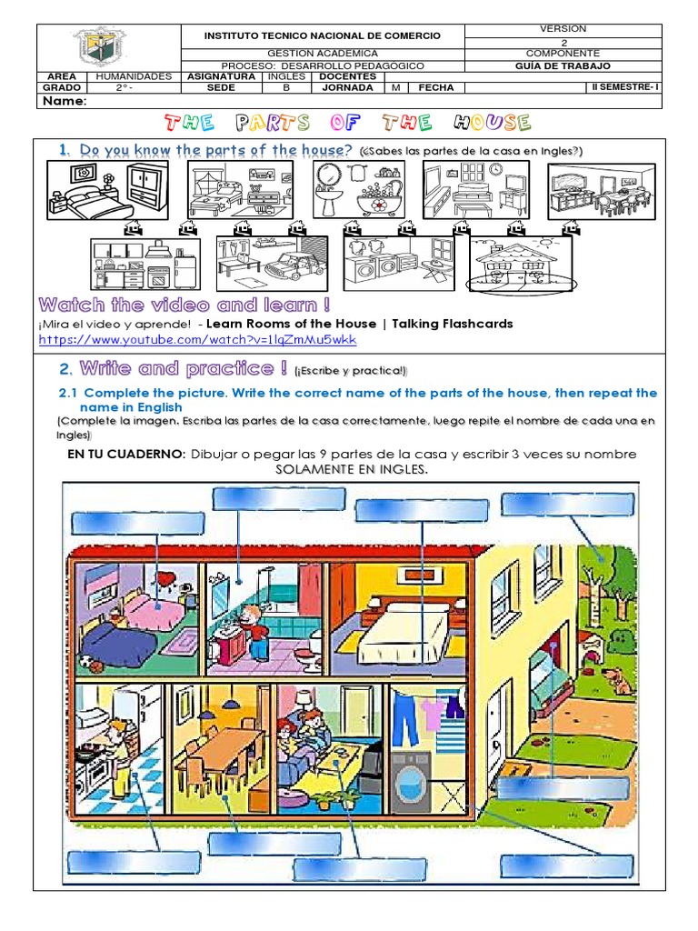 Partes de la Casa en Inglés | PDF | Enseñando y aprendiendo | Idiomas