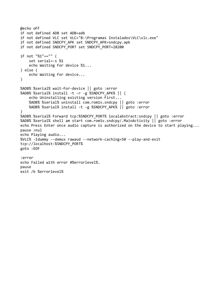 ADB Script for Audio Capture with VLC | PDF