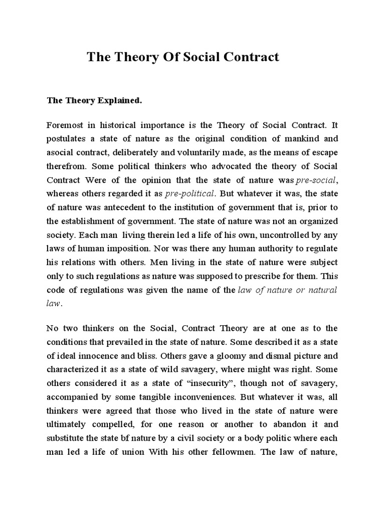 Social Contract Theory | PDF | Social Contract | Sovereignty