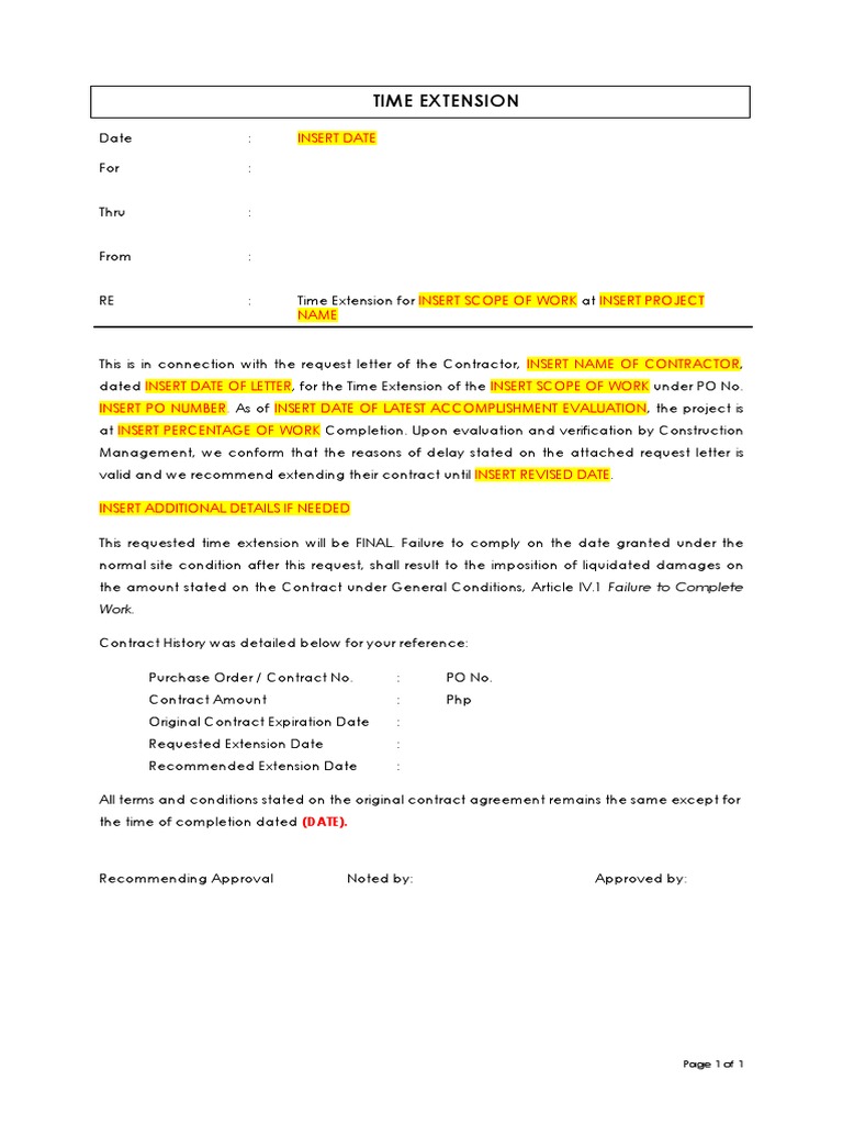 Time Extension Format Sample | PDF