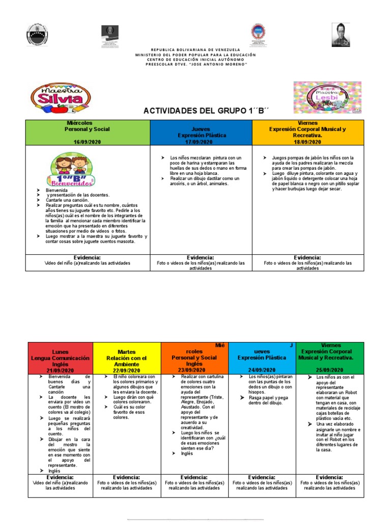 Guias de Actividades para El Grupo 1B | PDF | Educación de la primera ...