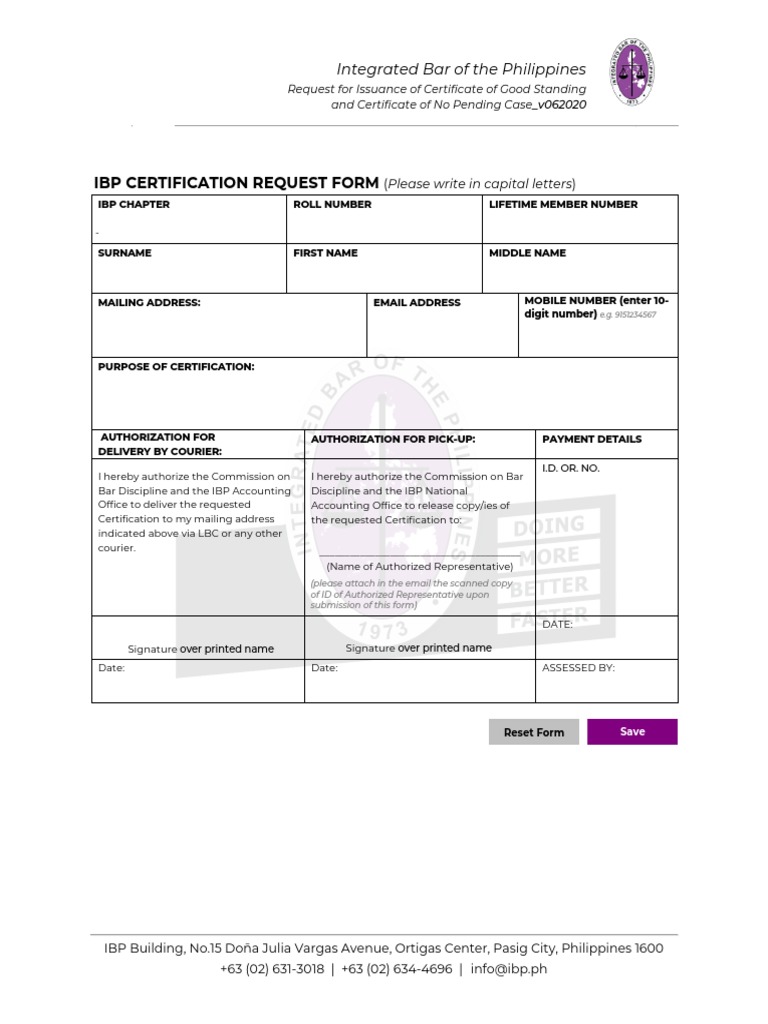IBP Certification Request Form Guide | PDF