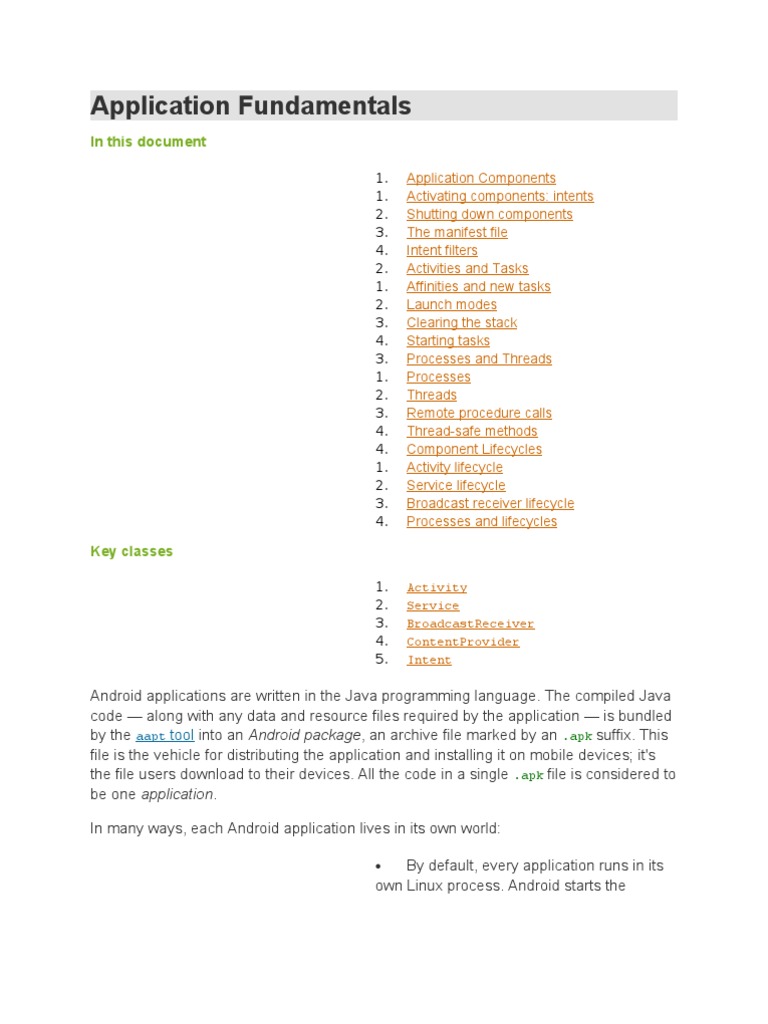 Application Fundamentals In This Document Pdf Thread Computing