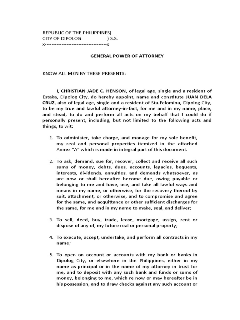 General-Power-of-Attorney | PDF | Power Of Attorney | Proxy Voting