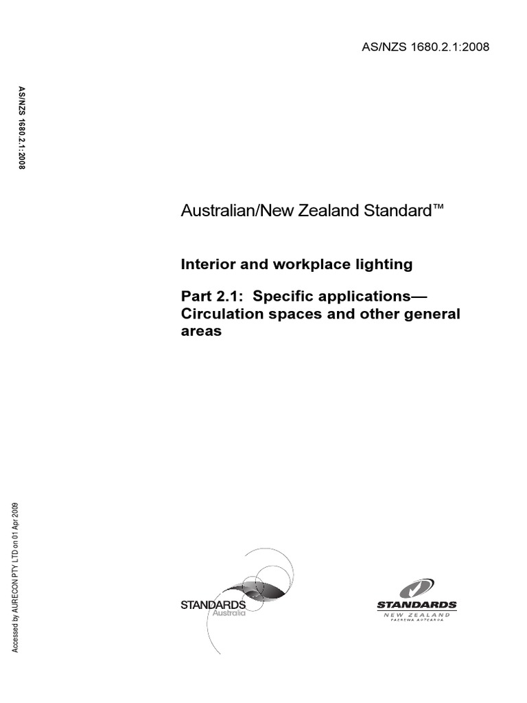 AS 1680.2.1-2008 Interior Lighting - Circulation Spaces and General ...