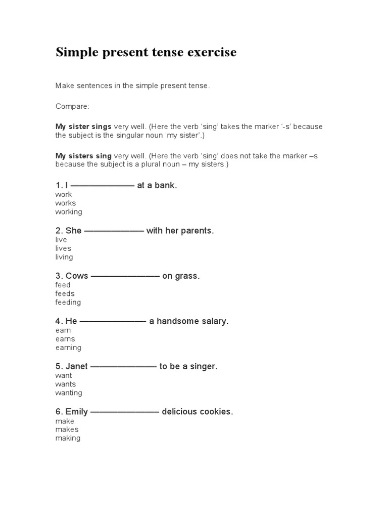 Simple Present Tense Exercise - Questions | PDF | Language Arts ...