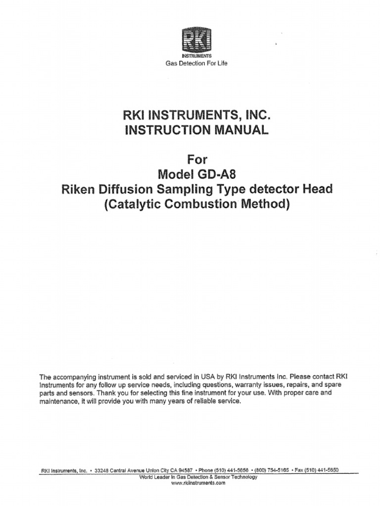 Manual GD-A8 Gas Detector | PDF