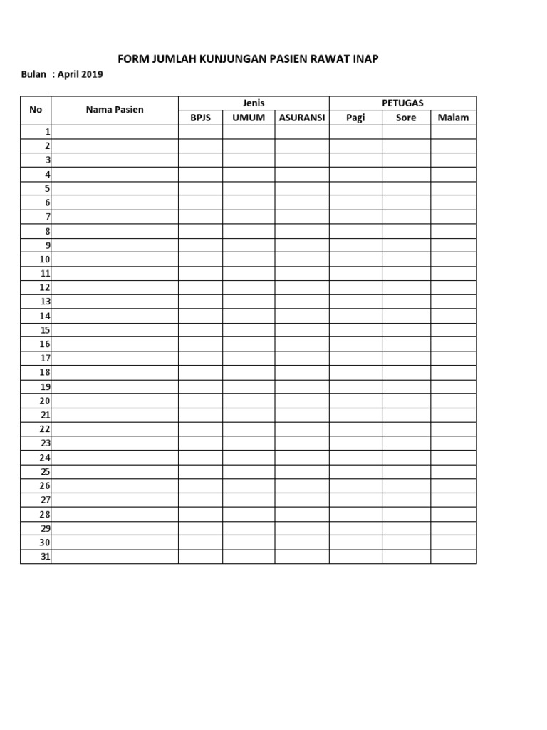 Form Laporan Kunjungan Pasien | PDF
