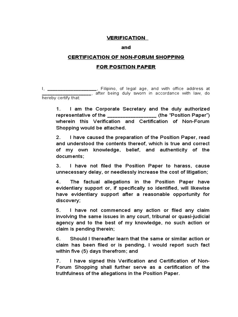 VERIFICATION For NLRC Position Paper Sample | PDF