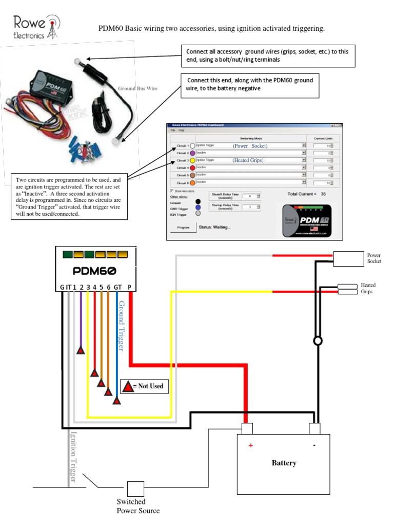 PDM60 Basic Wiring Two Accessories, Using Ignition Activated Triggering ...