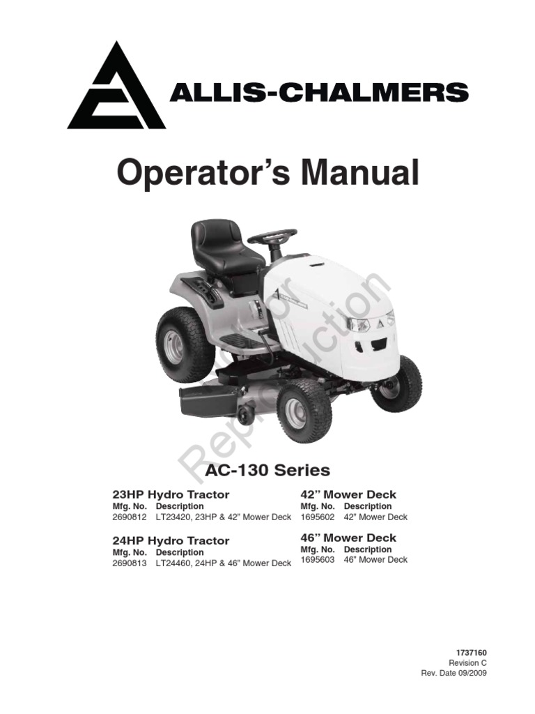 Allis Chalmers AC-130 Series Operators Manual | PDF | Tractor | Mower