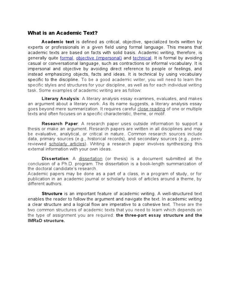 What Is An Academic Text? | PDF