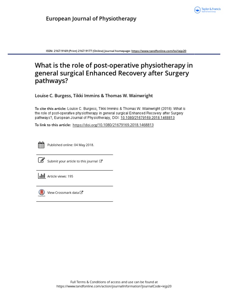 What Is The Role of Post Operative Physiotherapy in General Surgical ...