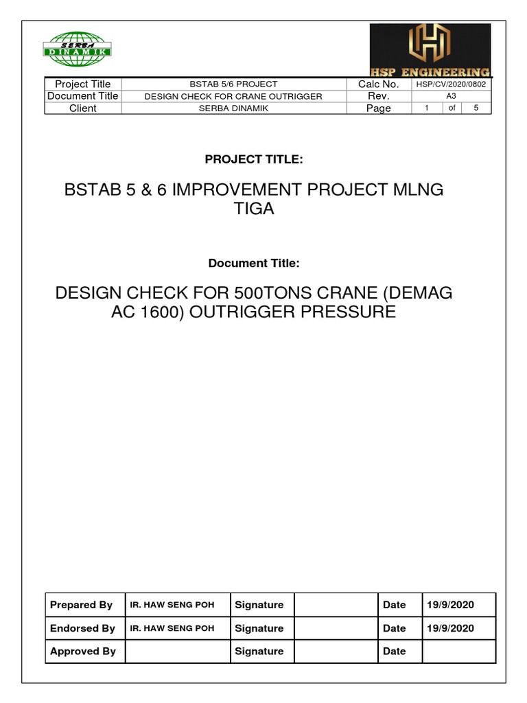 Bstab 5 & 6 Improvement Project MLNG Tiga | PDF | Crane (Machine ...