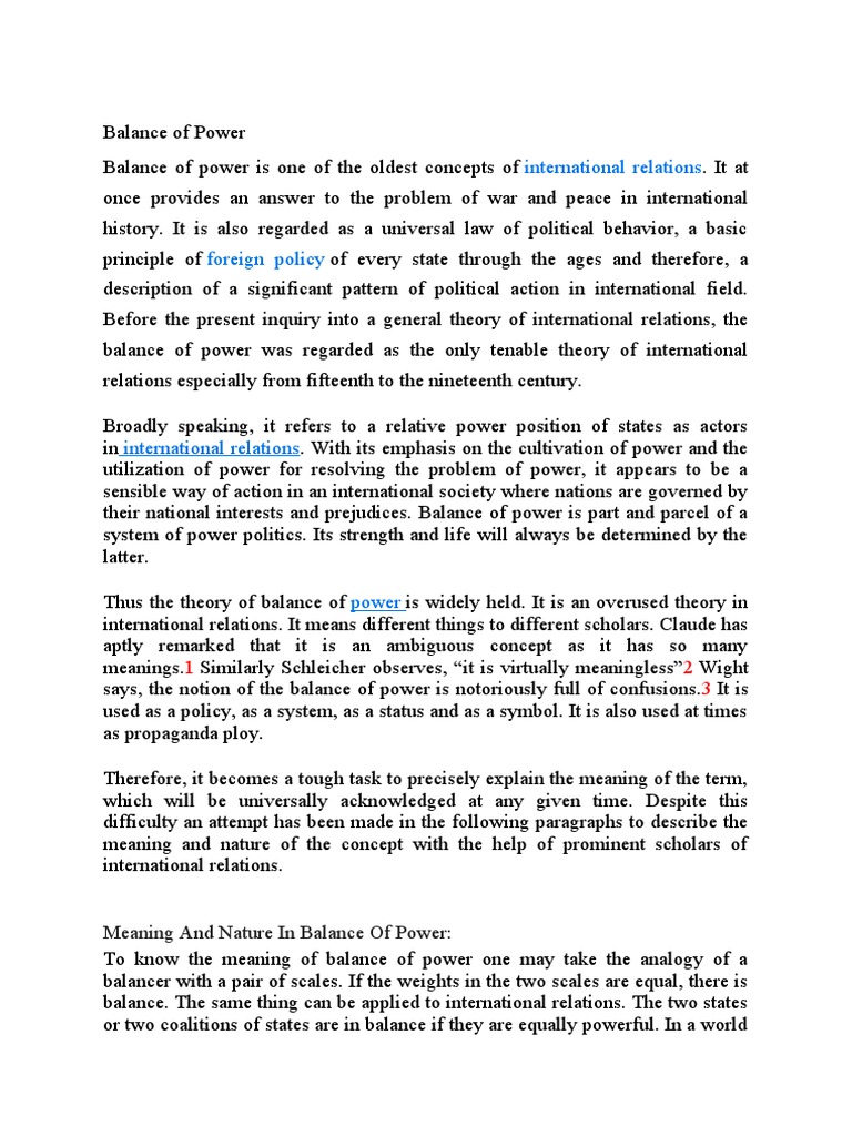 Balance of Power Pol Science Major Unit 5 | Download Free PDF | Power ...