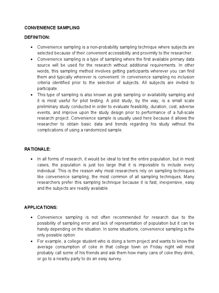 Convenience Sampling Definition | PDF | Sampling (Statistics ...