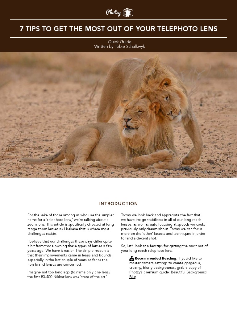 7 Tips To Get The Most Out of Your Telephoto Lens: Photzy | PDF | Image ...
